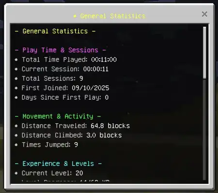 Bedrock Statistics Mod | Minecraft Addon